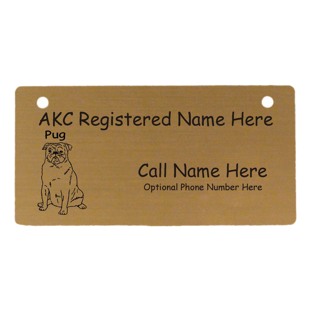 Pug Crate Tags Choice of Designs Personalized 200 Breeds Available - Etsy