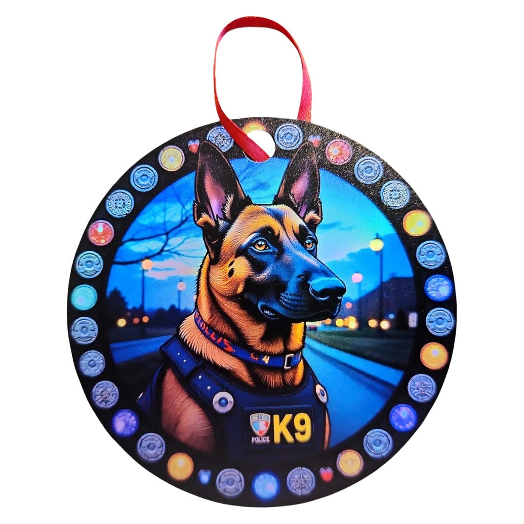 Belgian Malinois K9 Profile View Design Holographic Dog Ornament #2 - Etsy