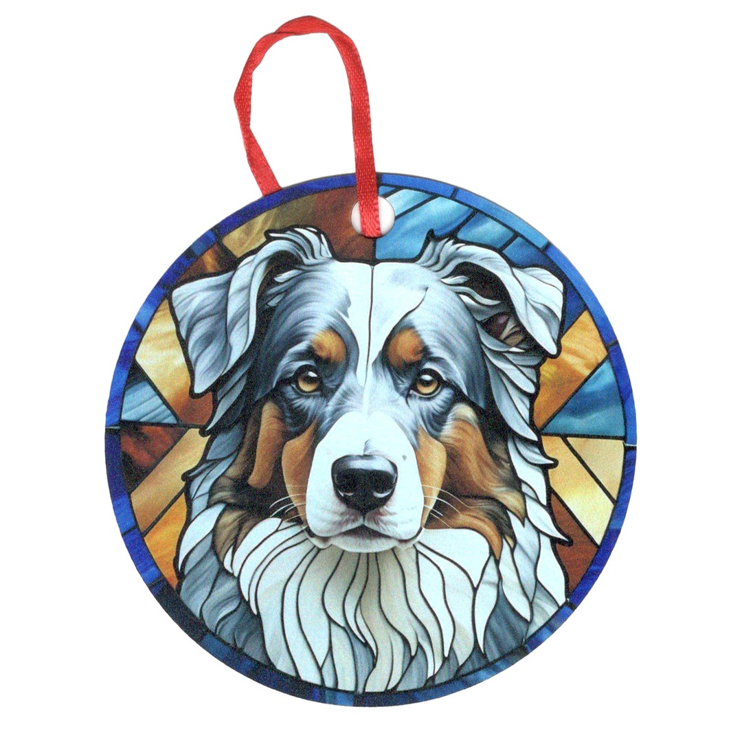 Mini American Shepherd Blue Merle Design Holographic Dog Ornament - Etsy