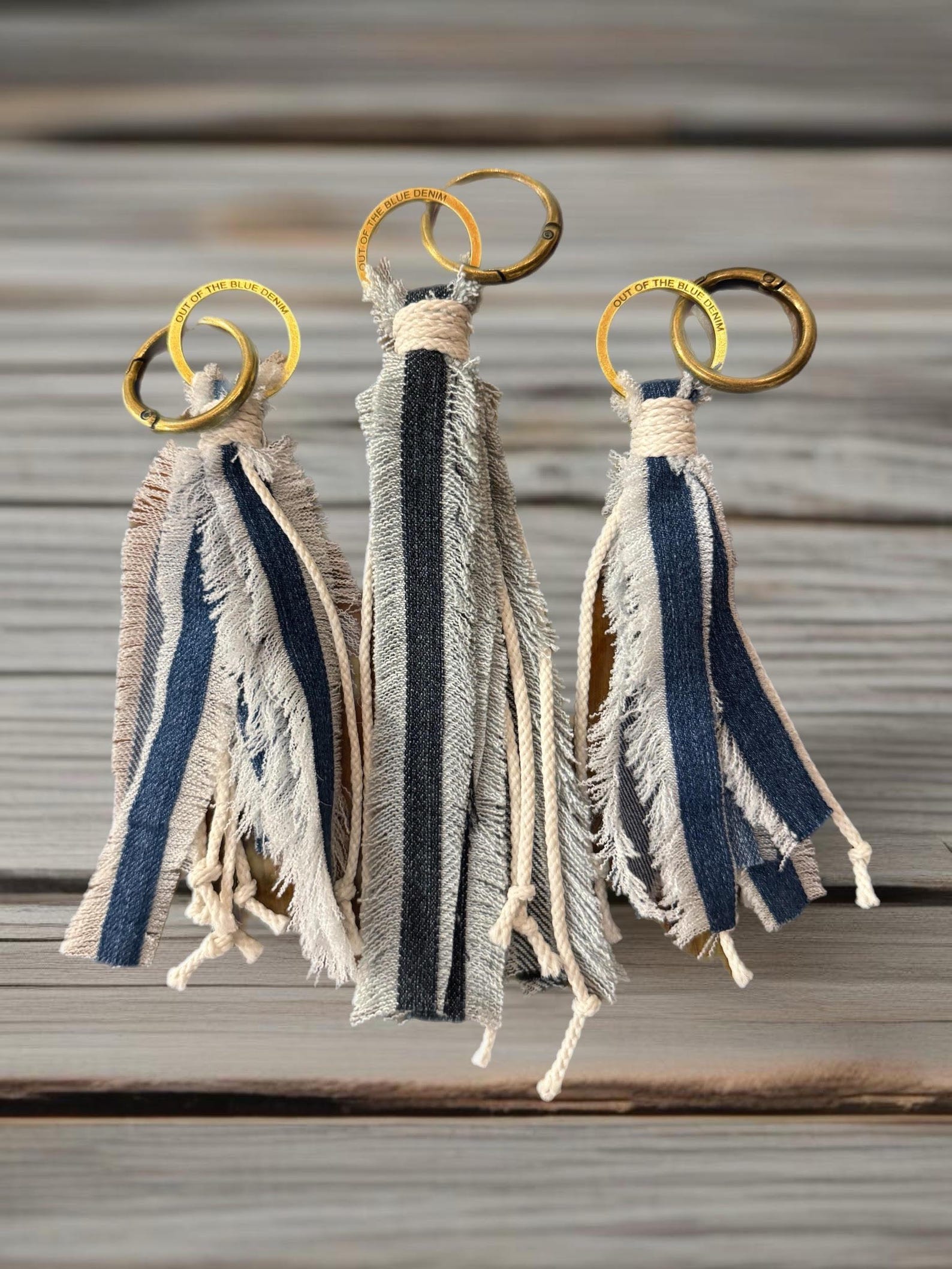 Out of the Blue Denim Sustainable Denim Keychain With Brass Carabiner ...