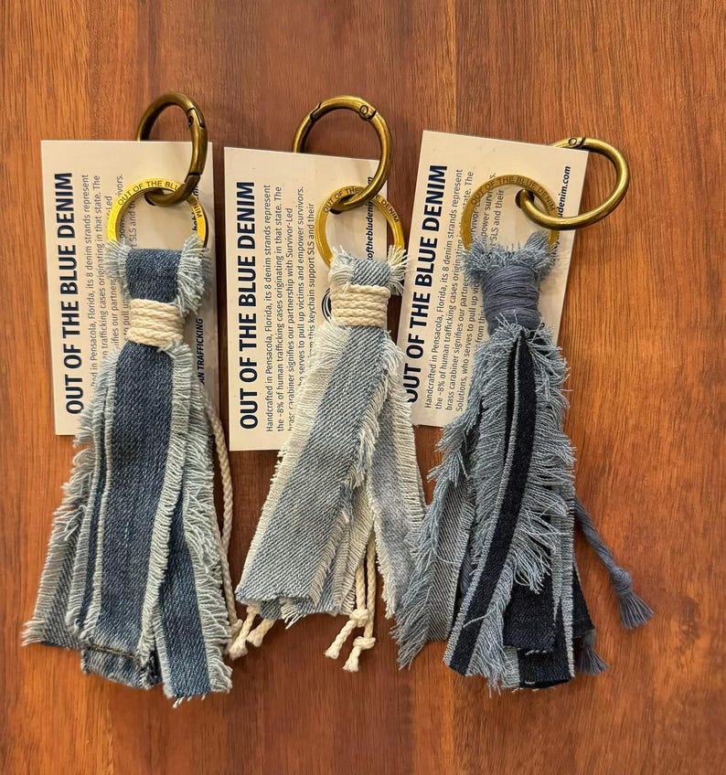 Out of the Blue Denim Sustainable Denim Keychain With Brass Carabiner ...