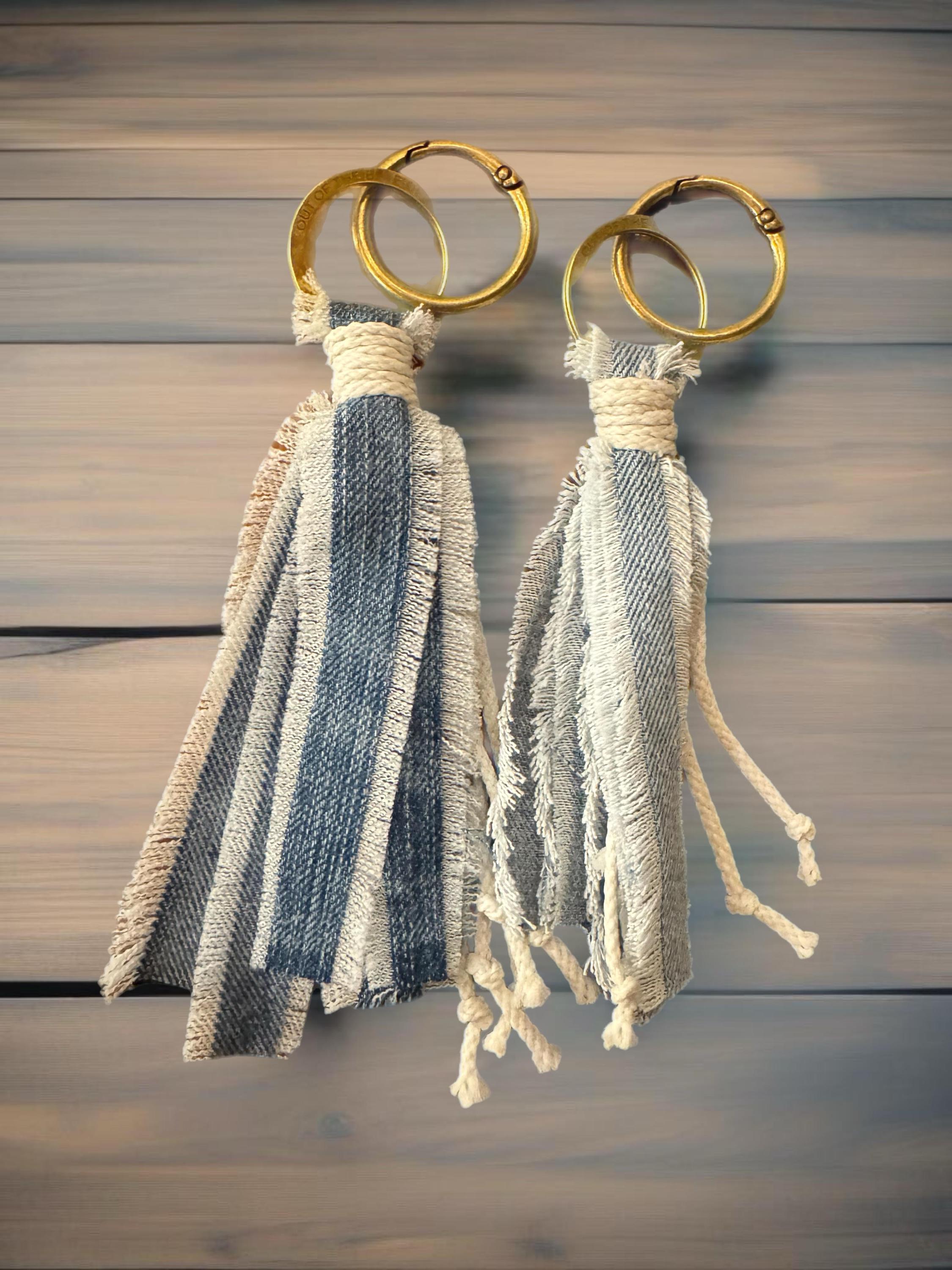 Out of the Blue Denim Sustainable Denim Keychain With Brass Carabiner ...