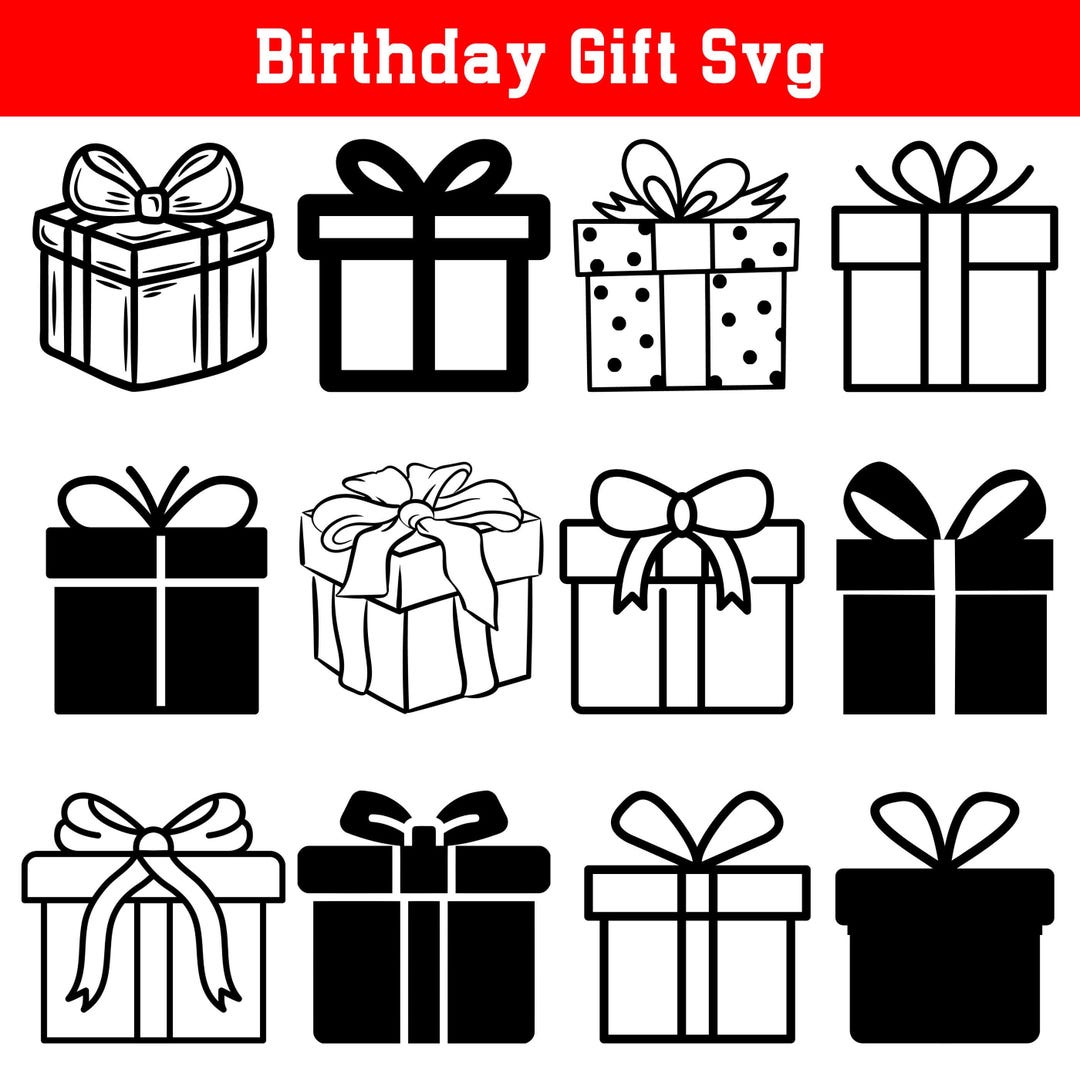 Birthday Gift Svgs, Birthday Presets Svg, Birthday Svg, Gift Box Svg ...