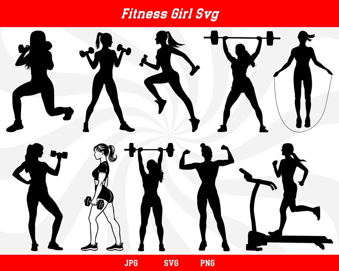 Fitness Girl Svg, Workout Svg, Fitness Svg, Fitness Girl Clipart, Gym ...
