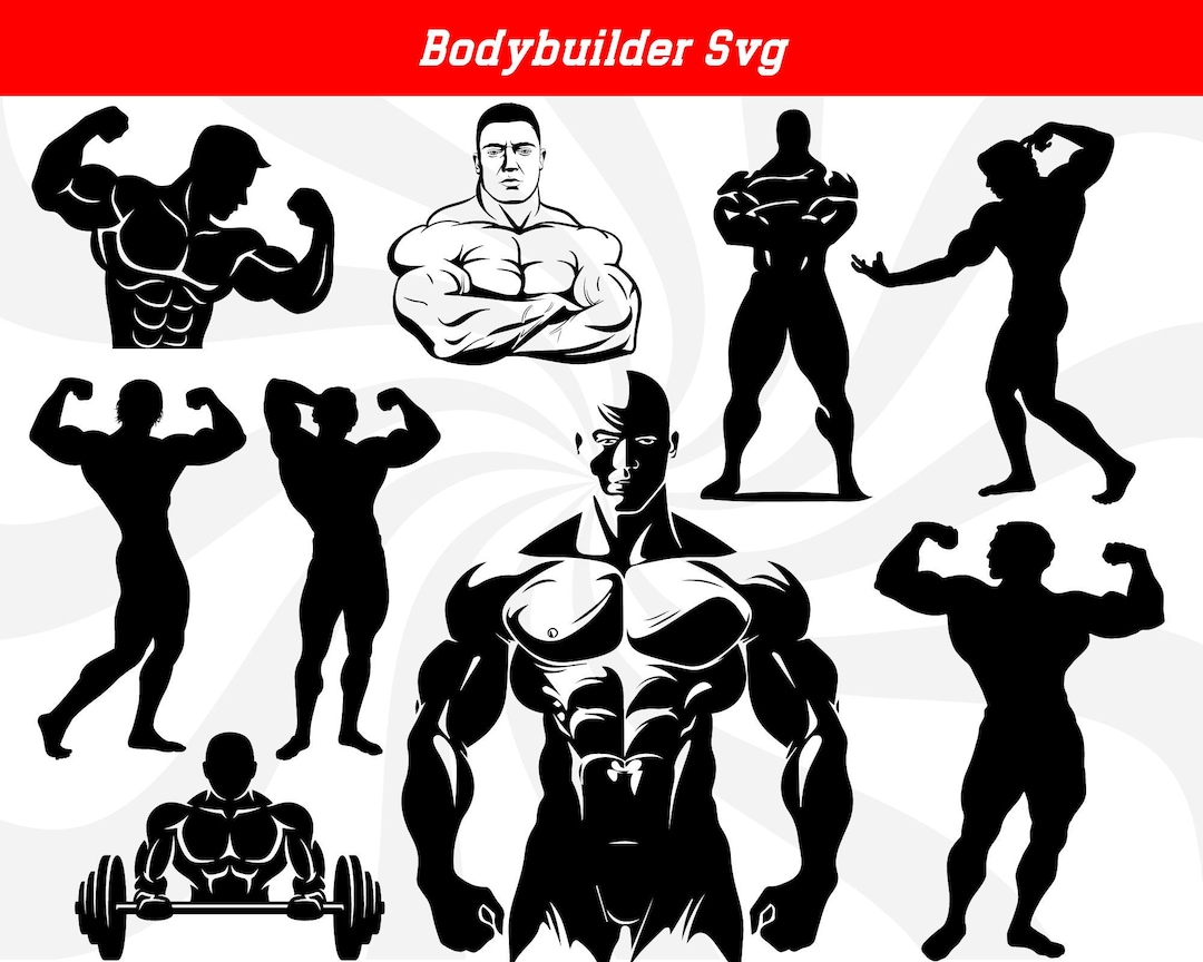 Bodybuilder Svg, Bodybuilder Clipart, Gym Svg, Muscle Man Svg ...