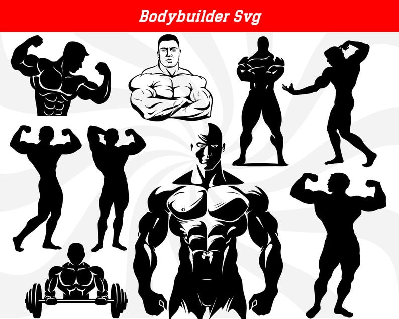 Bodybuilder Svg, Bodybuilder Clipart, Gym Svg, Muscle Man Svg ...