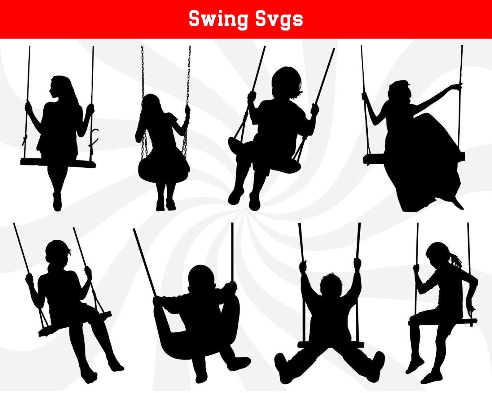 Swing Svg, Kid on Swing Svg, Swing Silhouette, Swing Cut Files, Swing ...