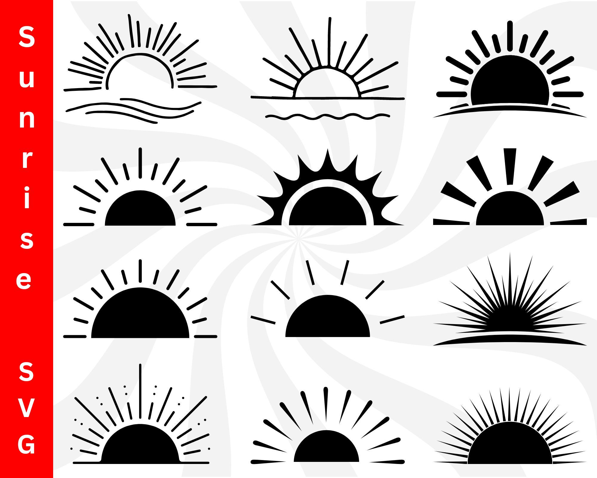 Sunrise Svg, Sun Svg, Sunset Svg, Sunrise Silhouette, Sunset Silhouette ...
