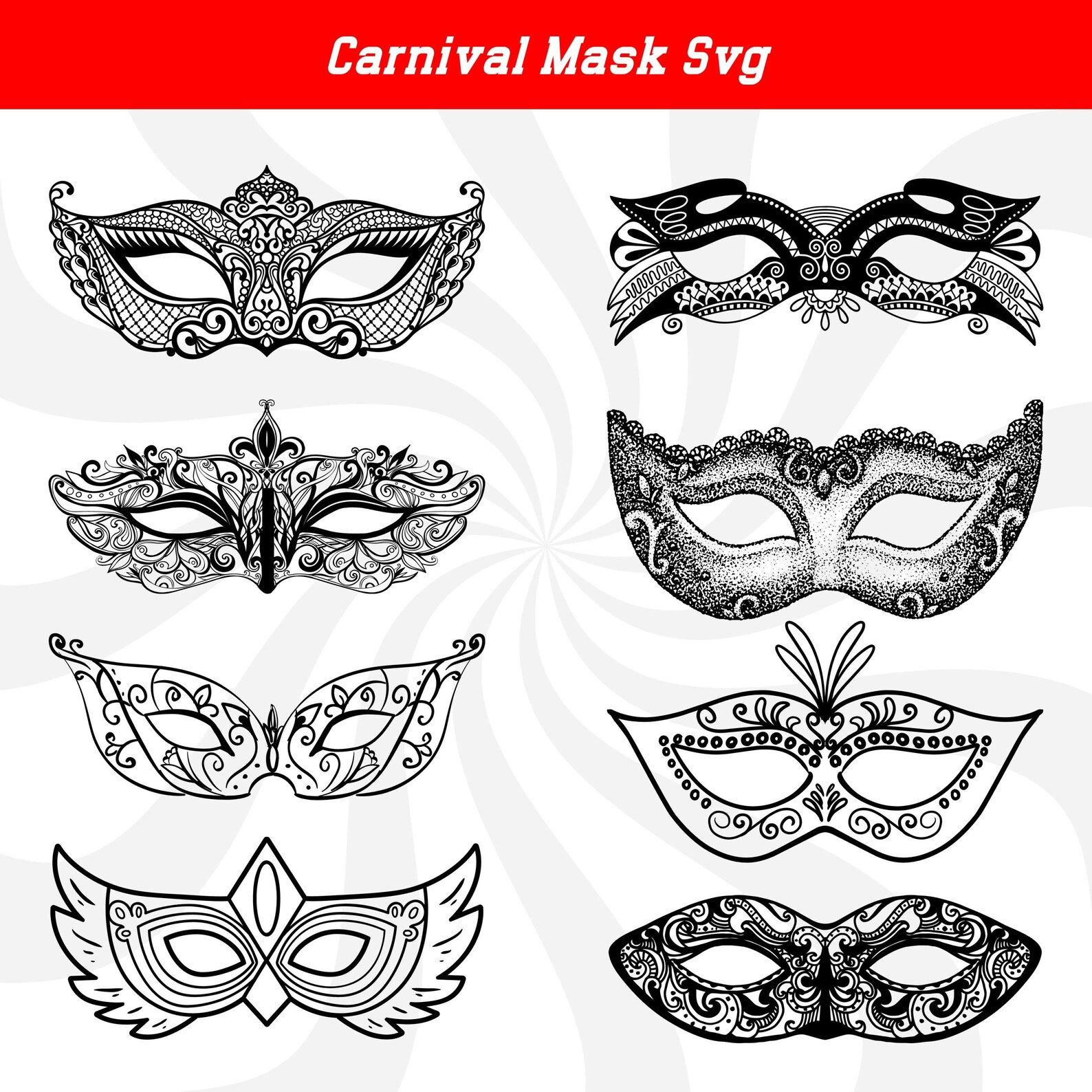 Carnival Masks Svg, Mask Svg, Mmask Silhouette, Carnival Mask Vector, Halloween Mask, Mask Cut ...