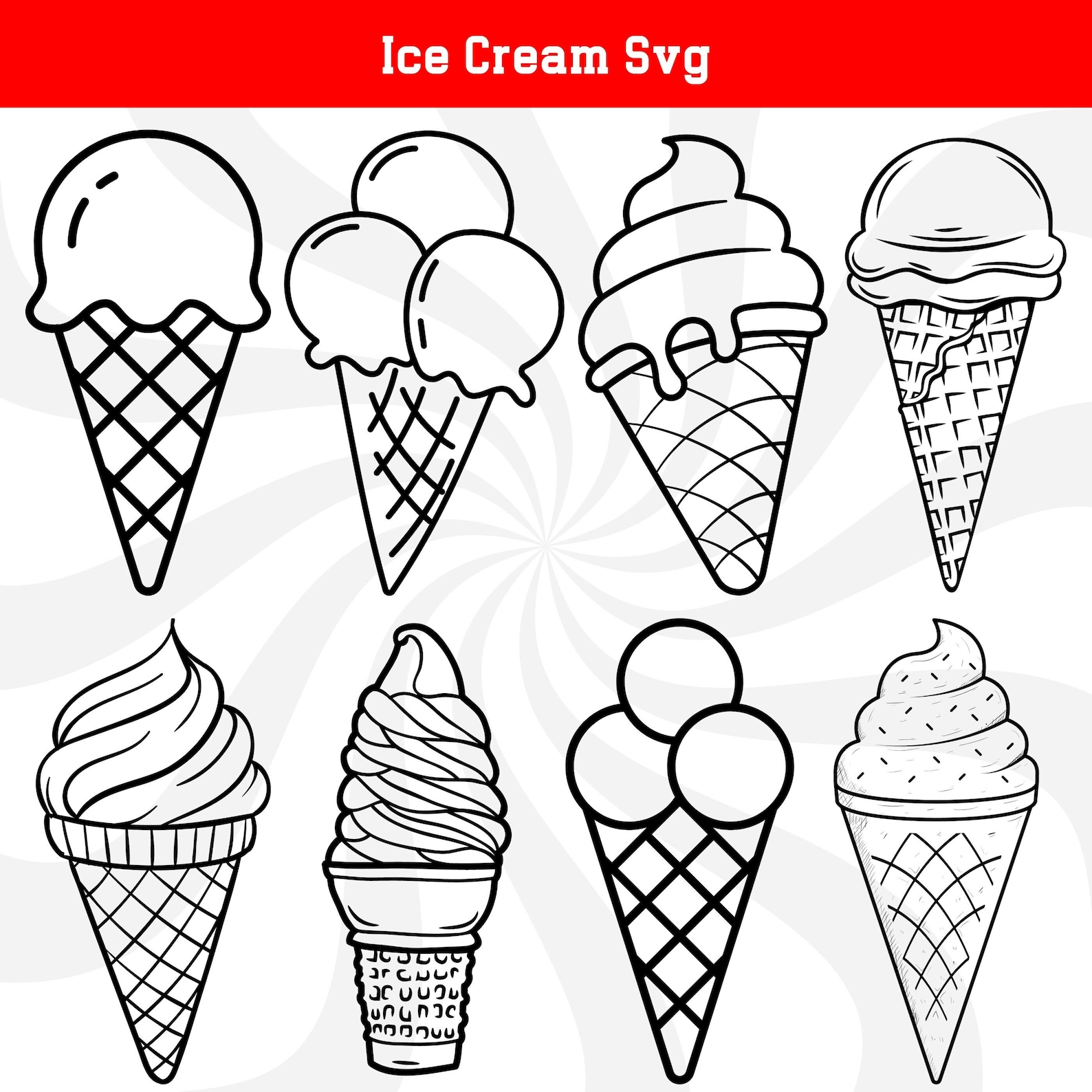 Ice Cream Svg, Ice Cream Cone Svg, Ice Cream Outline, Ice Cream Clipart ...