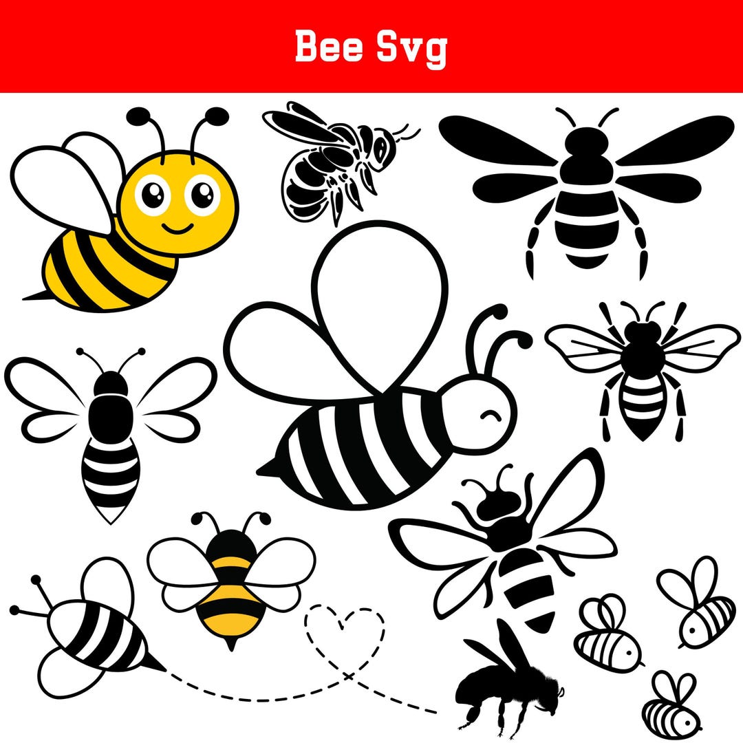 Honey Bee Svg, Bee Svg, Bee Silhouette, Bee Cut Files, Bee Clipart, Bee ...