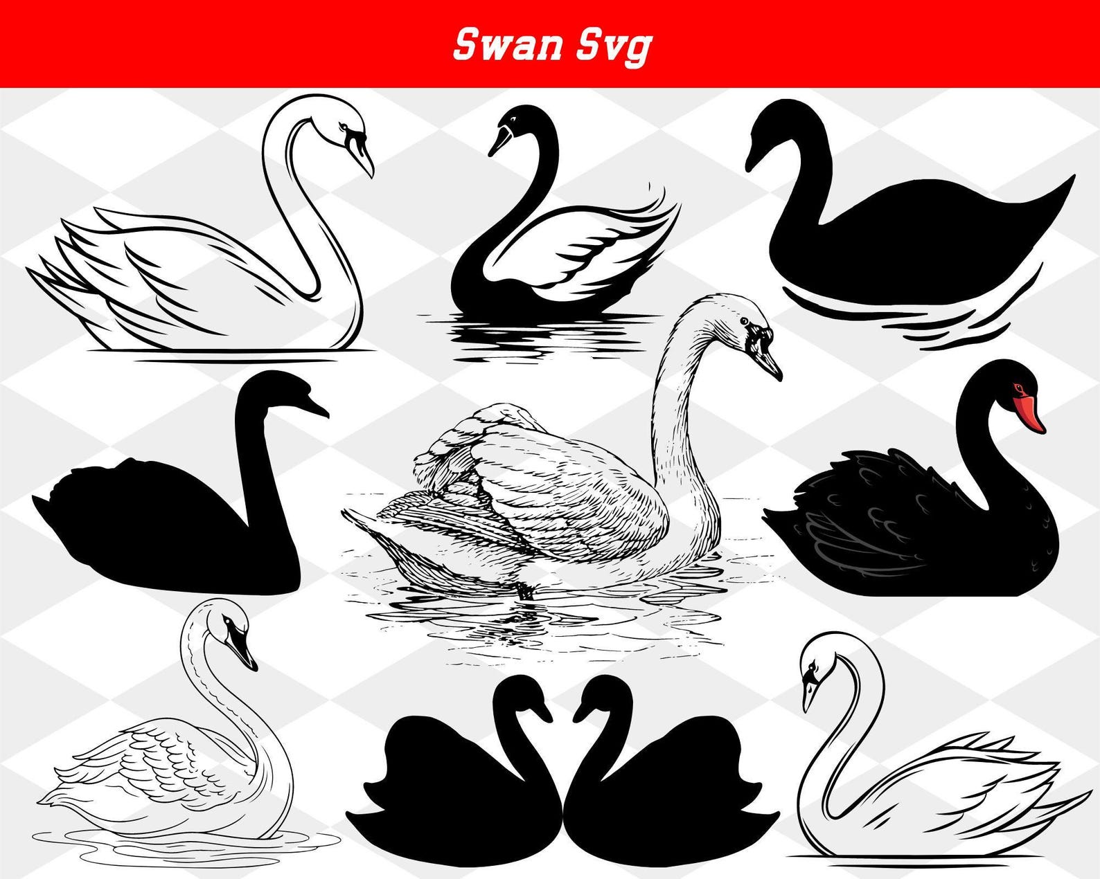 Swan Svg Bundle, Swan Svg Files, Swan Silhouette, Swan Clipart, Swan ...