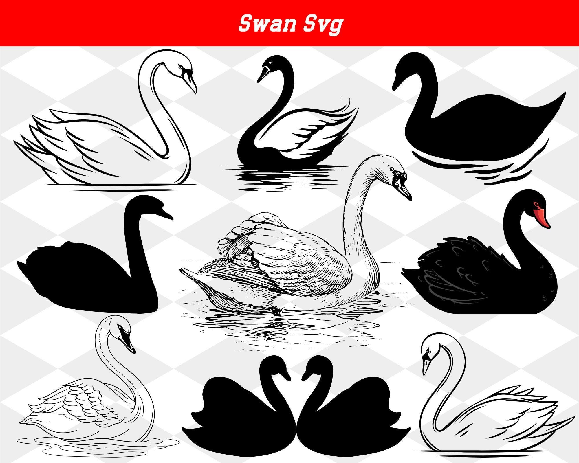 Swan Svg Bundle, Swan Svg Files, Swan Silhouette, Swan Clipart, Swan Cut File, Swan Vector, Swan ...