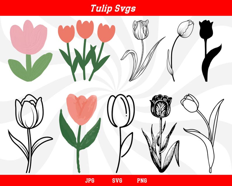 Tulip Svg, Flower Svg, Tulip Flower Svg, Tulip Outline Svg, Tulip ...