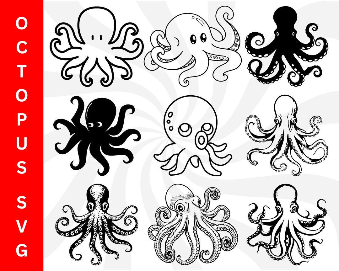 Octopus Svg, Octopus Clipart, Octopus Silhouette, Octopus Cut Files ...