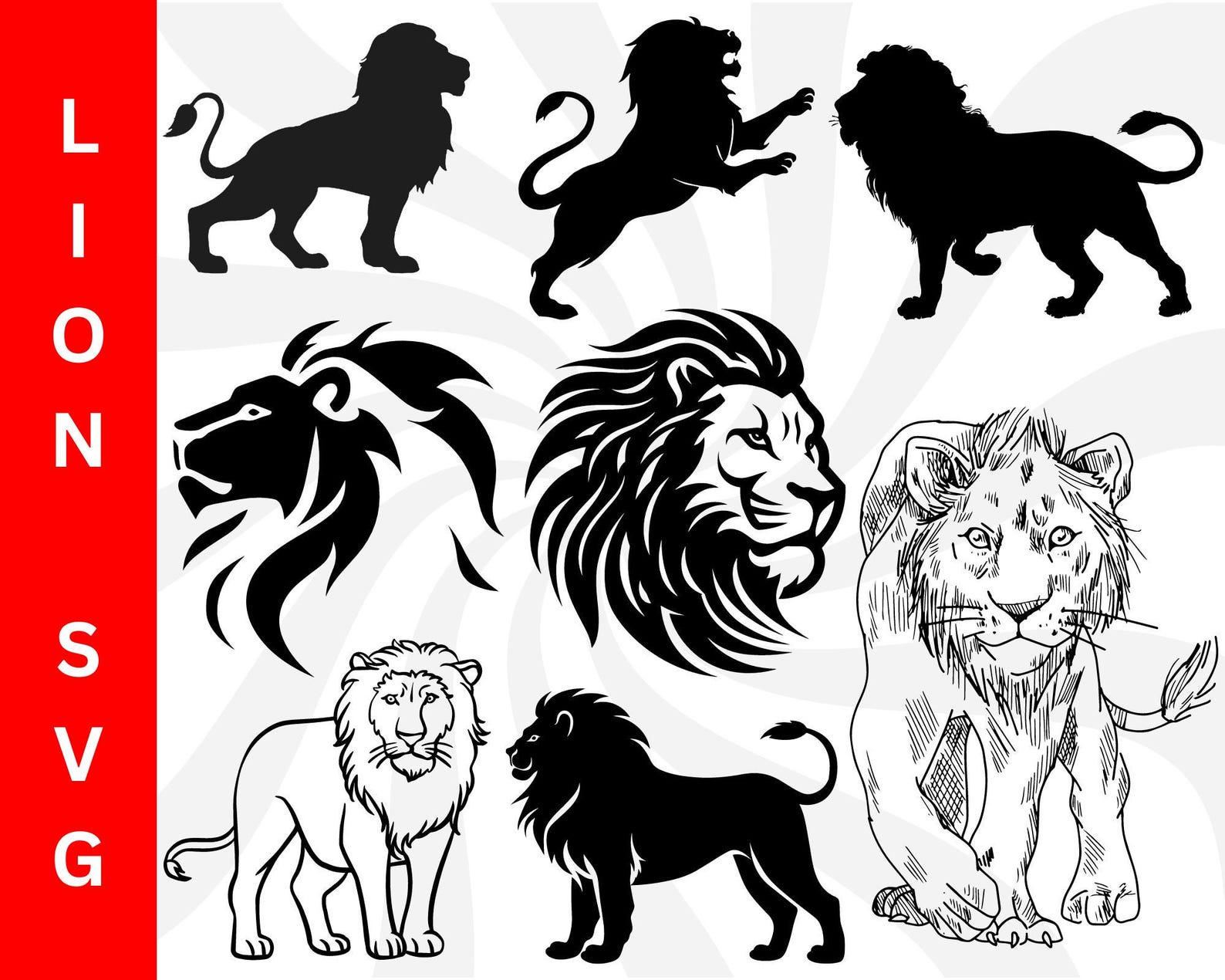 Lion Svg Bundle, Lion Head Svg, Lion Silhouette, Lion Cricut, Lion Cut ...