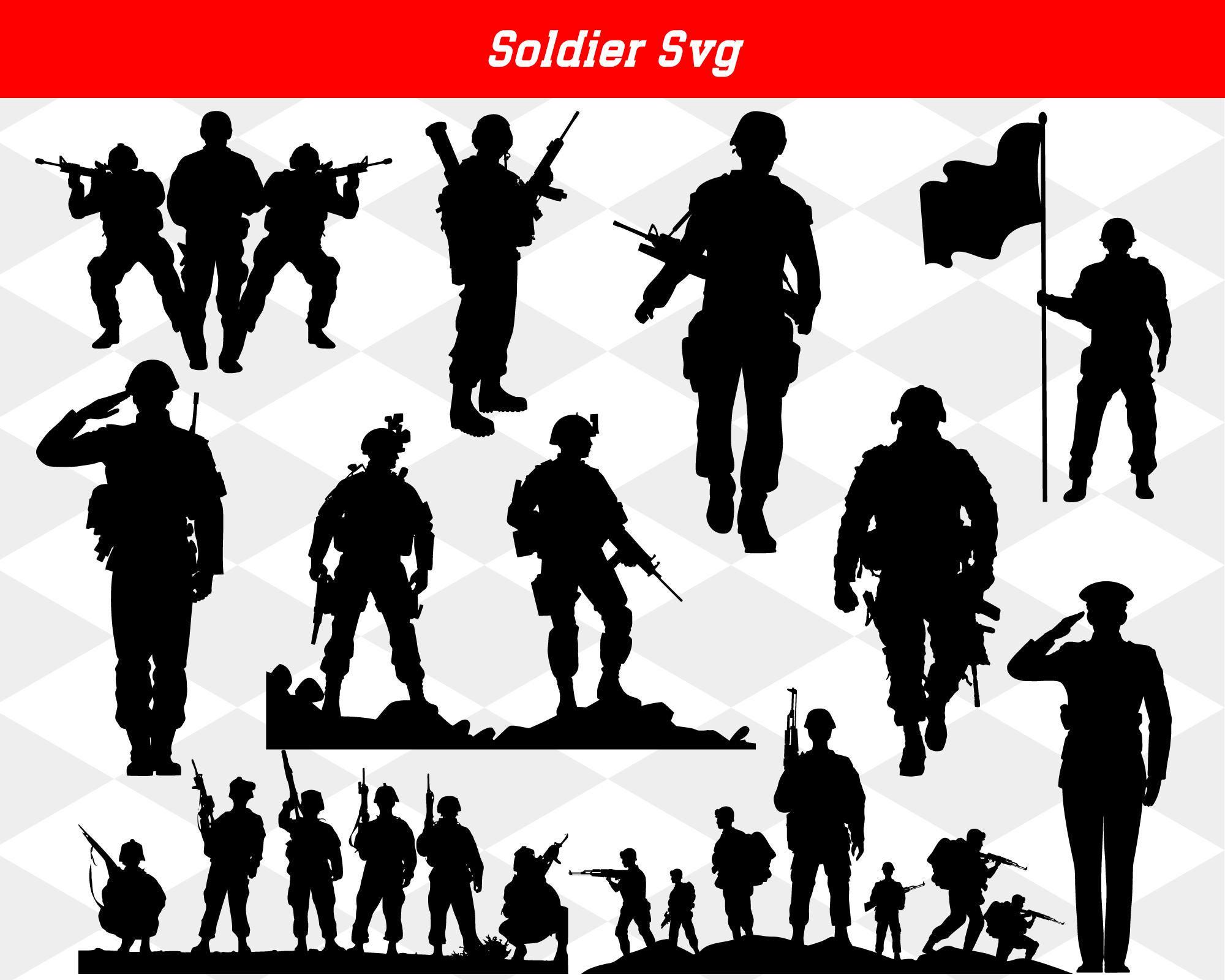 Soldier Svg, Military Svg, Soldier Silhouette, Soldiers Clipart ...