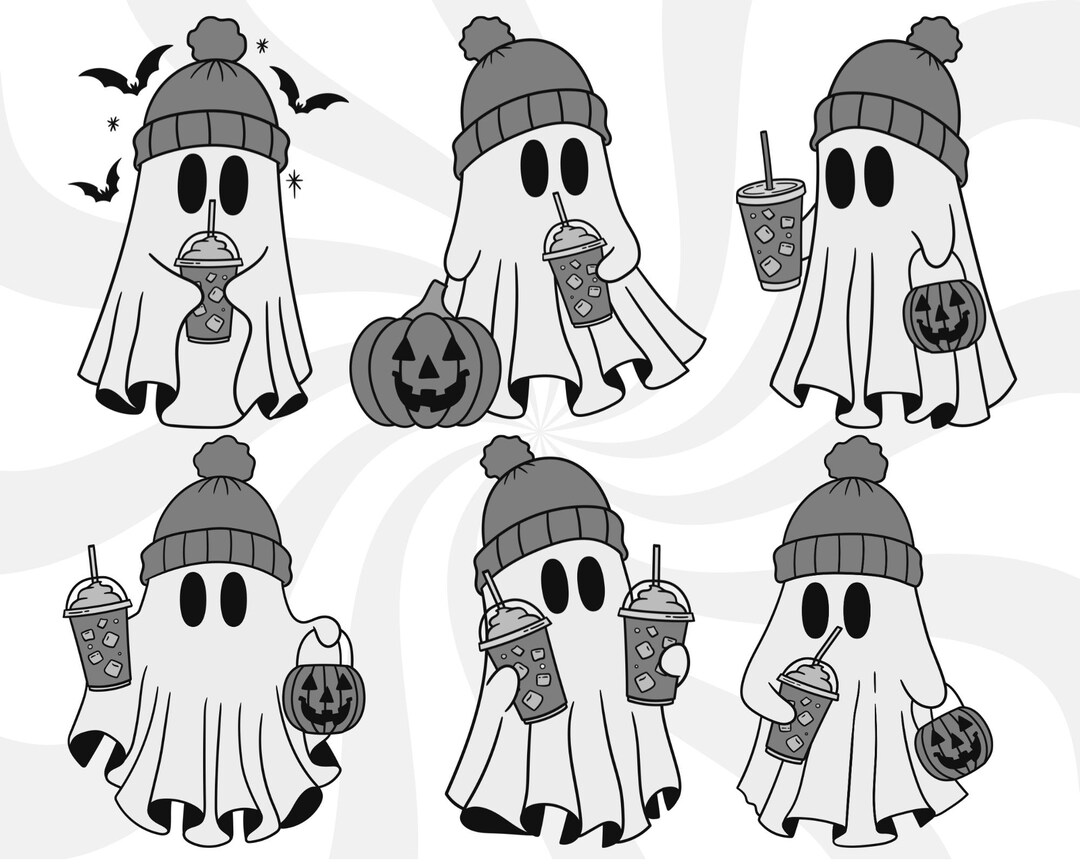 Ghost Coffee Svg, Ghost Svg, Retro Ghost Svg, Spooky Ghost Svg, Cute ...