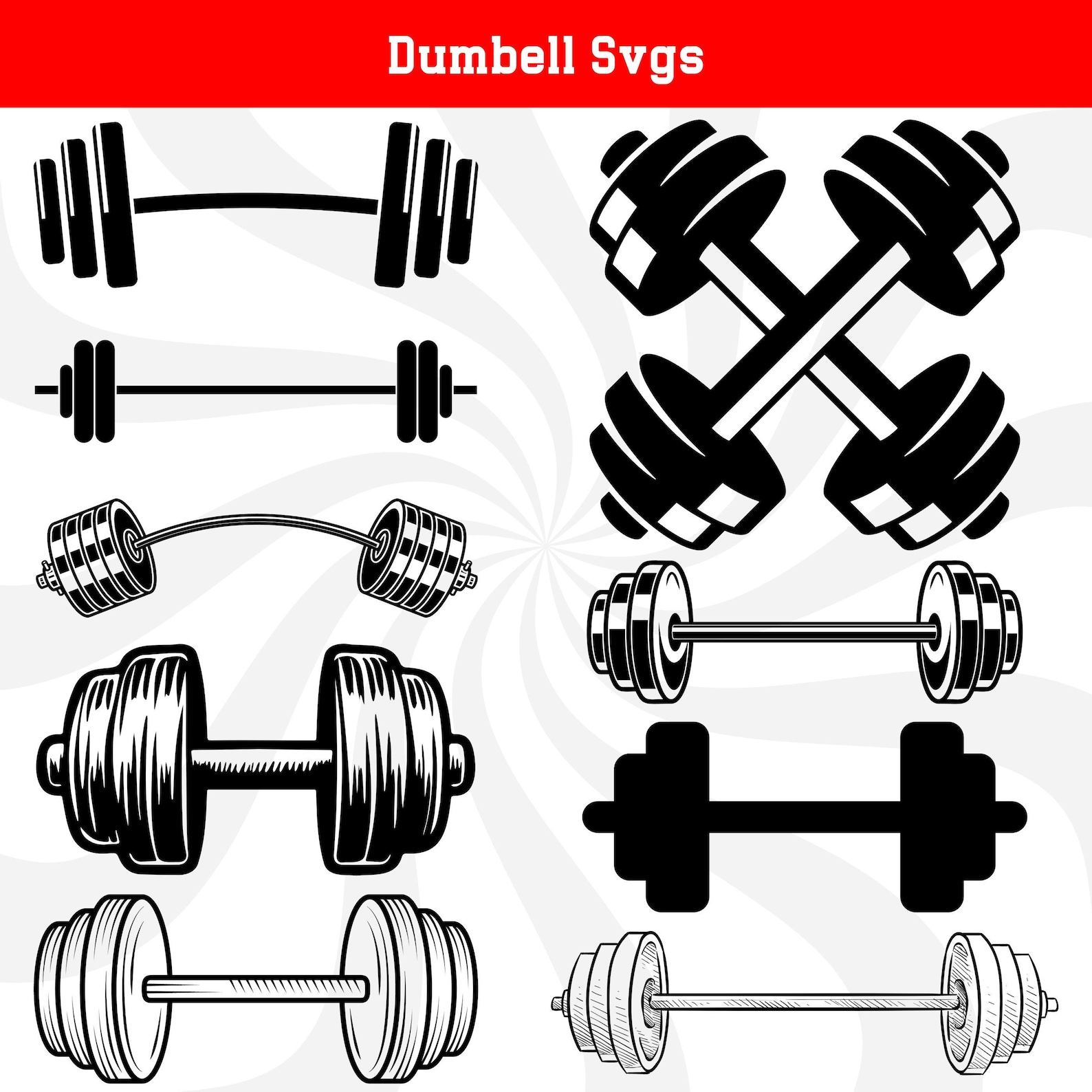 Dumbell Svg, Dumbell Clipart, Dumbell Cut Files, Weight Svg, Fitness ...