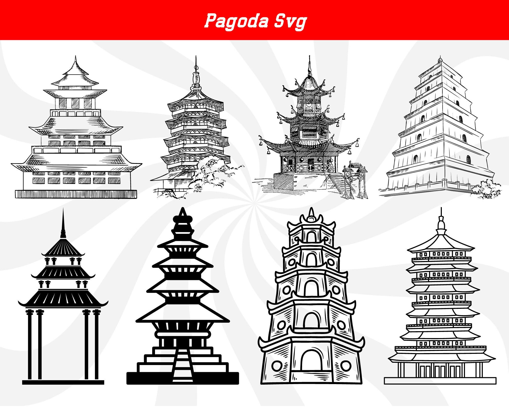 Pagoda Svg, Temple Svg, Japanese Pagoda, Pagoda Clipart, Pagoda Cricut ...