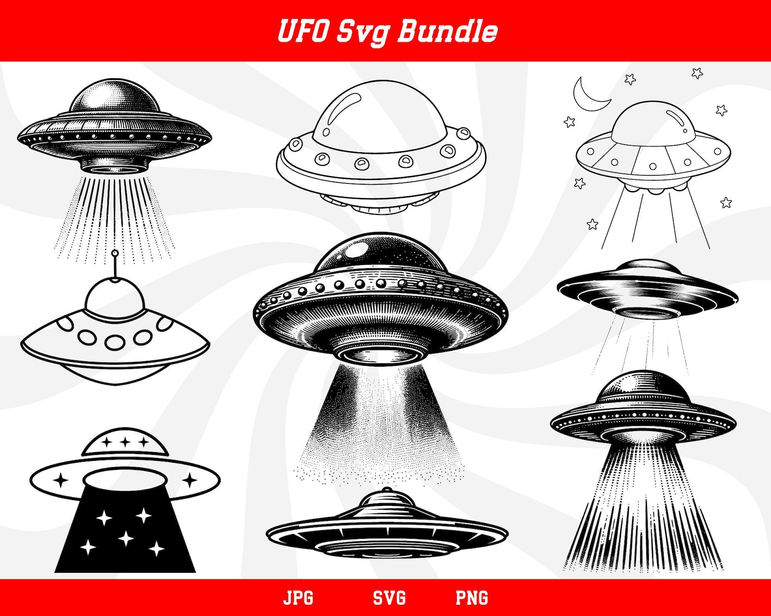 Ufo Svg Bundle, Ufo Clipart, Space Ship Svg, Ufo Silhouette, Ufo Vector ...