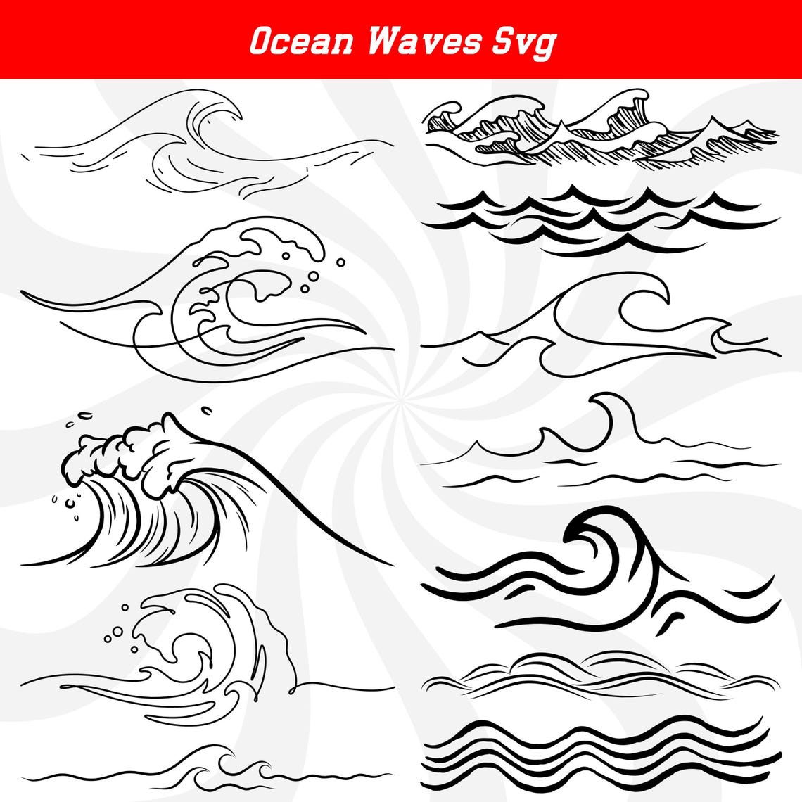 Ocean Waves Svg, Waves Svg, Sea Waves Svg, Waves Silhouette, Waves ...
