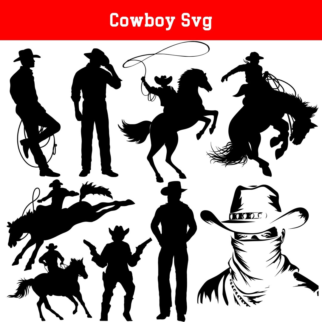 Cowboy Svg, Cowboy Svg File, Cowboy Silhouette, Western Svg, Cowboy Hat ...