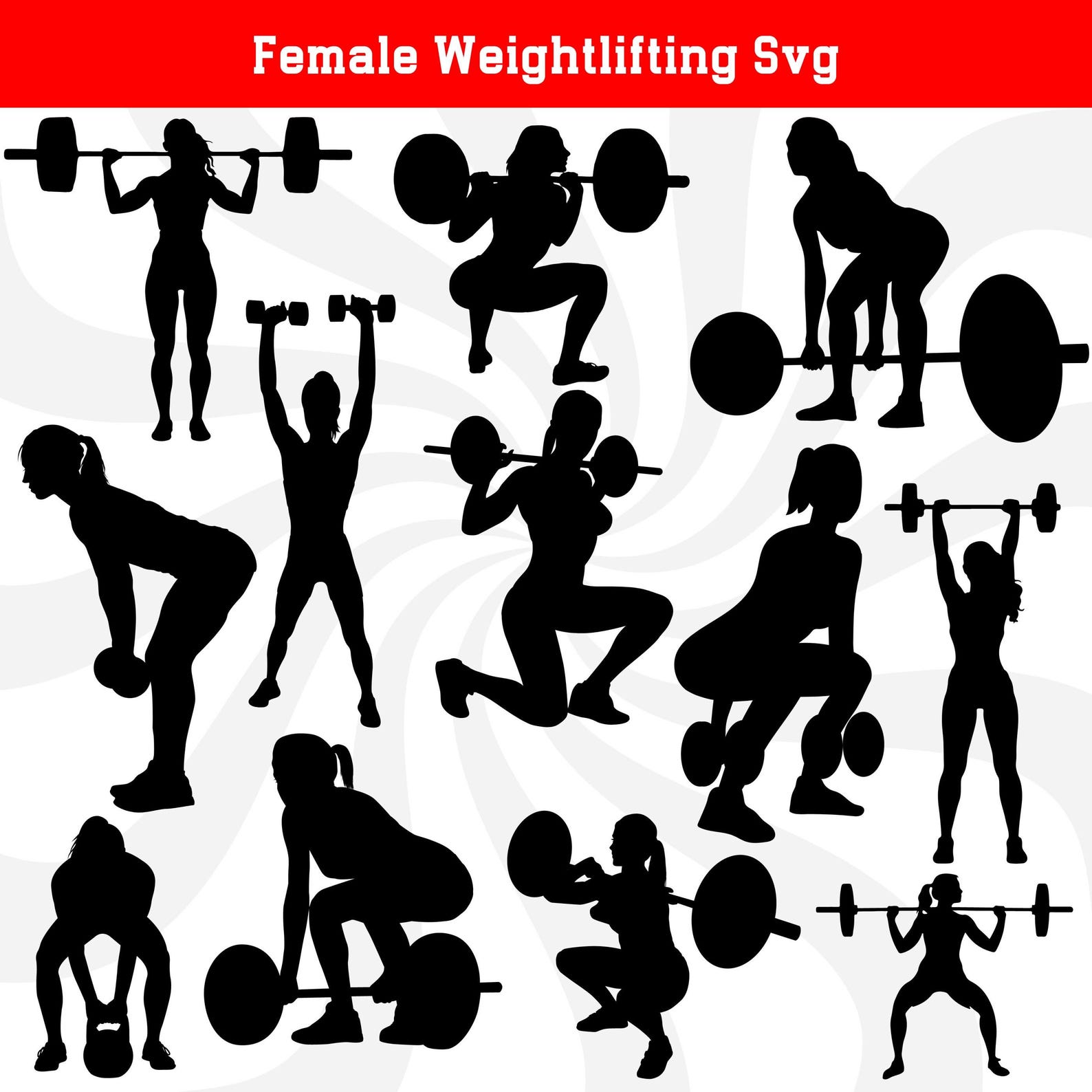 Female Weightlifting Svg, Weightlifter Clipart, Weightlifter Silhouette ...