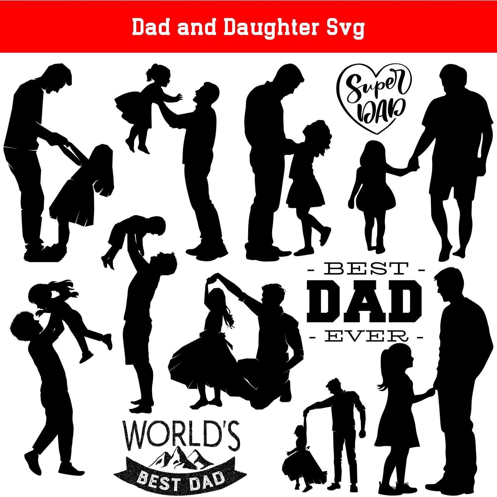 Dad and Daughter Svg, Dad Svg, Fathers Day Svg, Daddy Dvg, Dad Svg ...