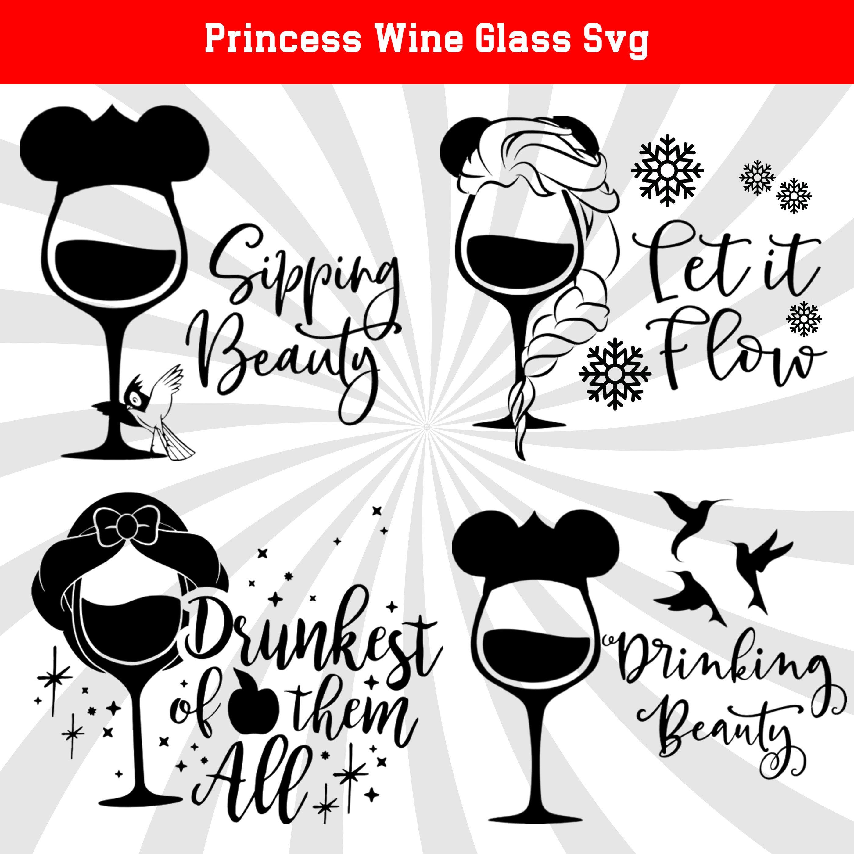 Princess Wine Glass Svg, Princess Wine Glass Png, Wine Glass Svg, Wine ...