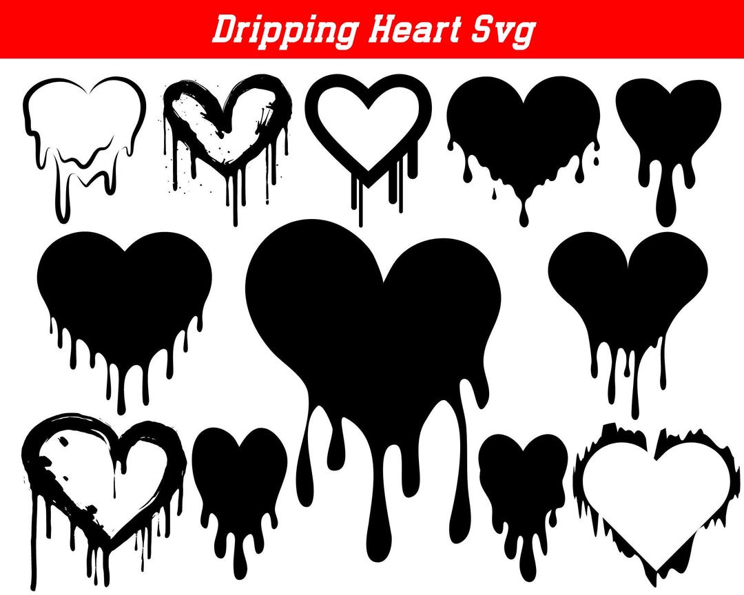 Dripping Heart Svg, Bleeding Heart Svg, Melting Heart Svg, Hearts Svg ...