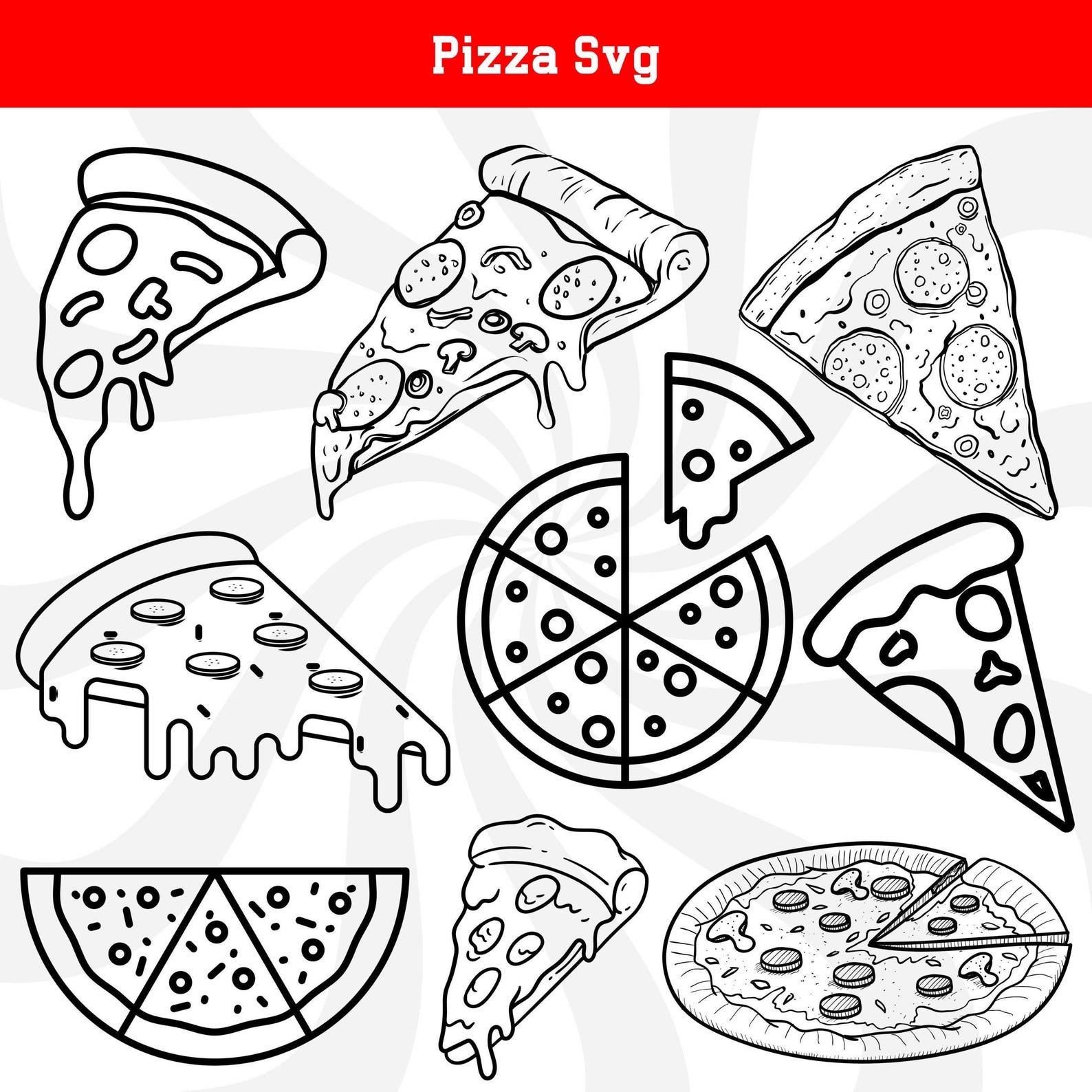 Pizza Svg, Pizza Clipart, Pizza Silhouette, Pizza Shirt, Pizza Cricut ...