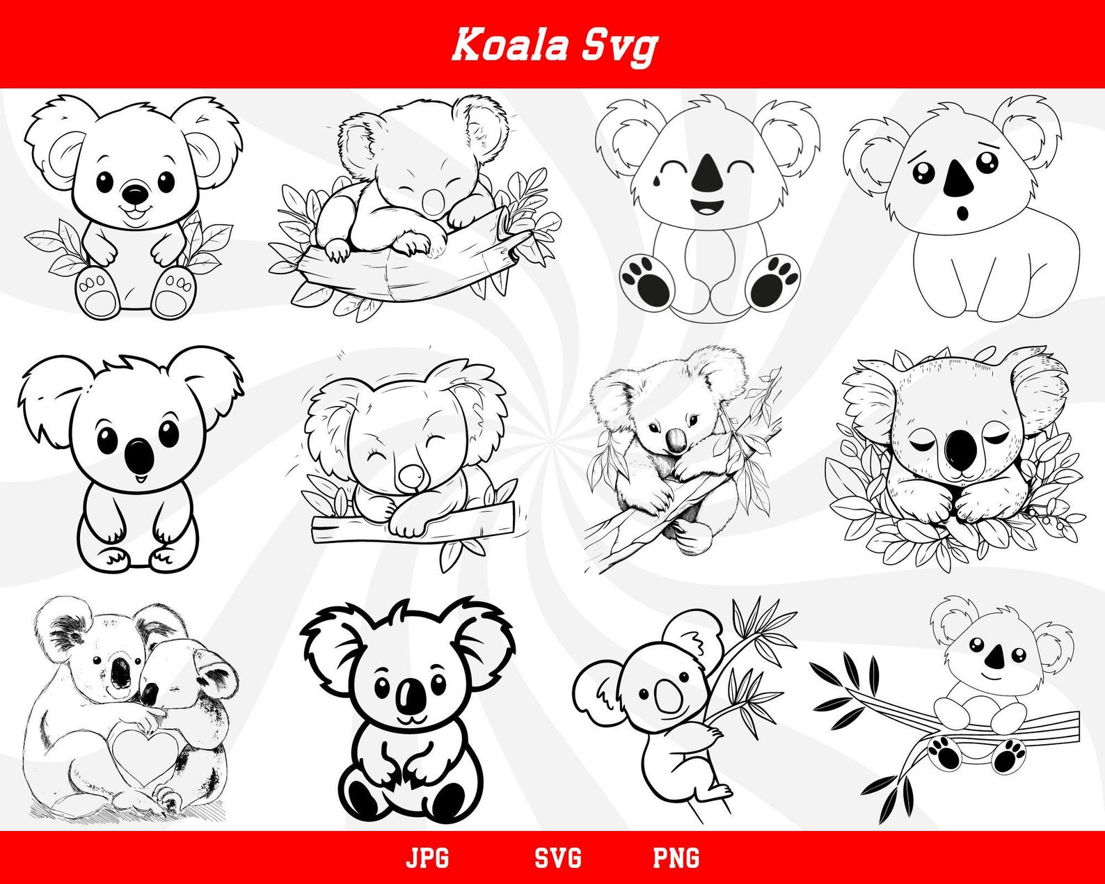 Cute Koala Svg, Koala Svg Bundle, Baby Koala Svg, Koala Clipart, Koala ...