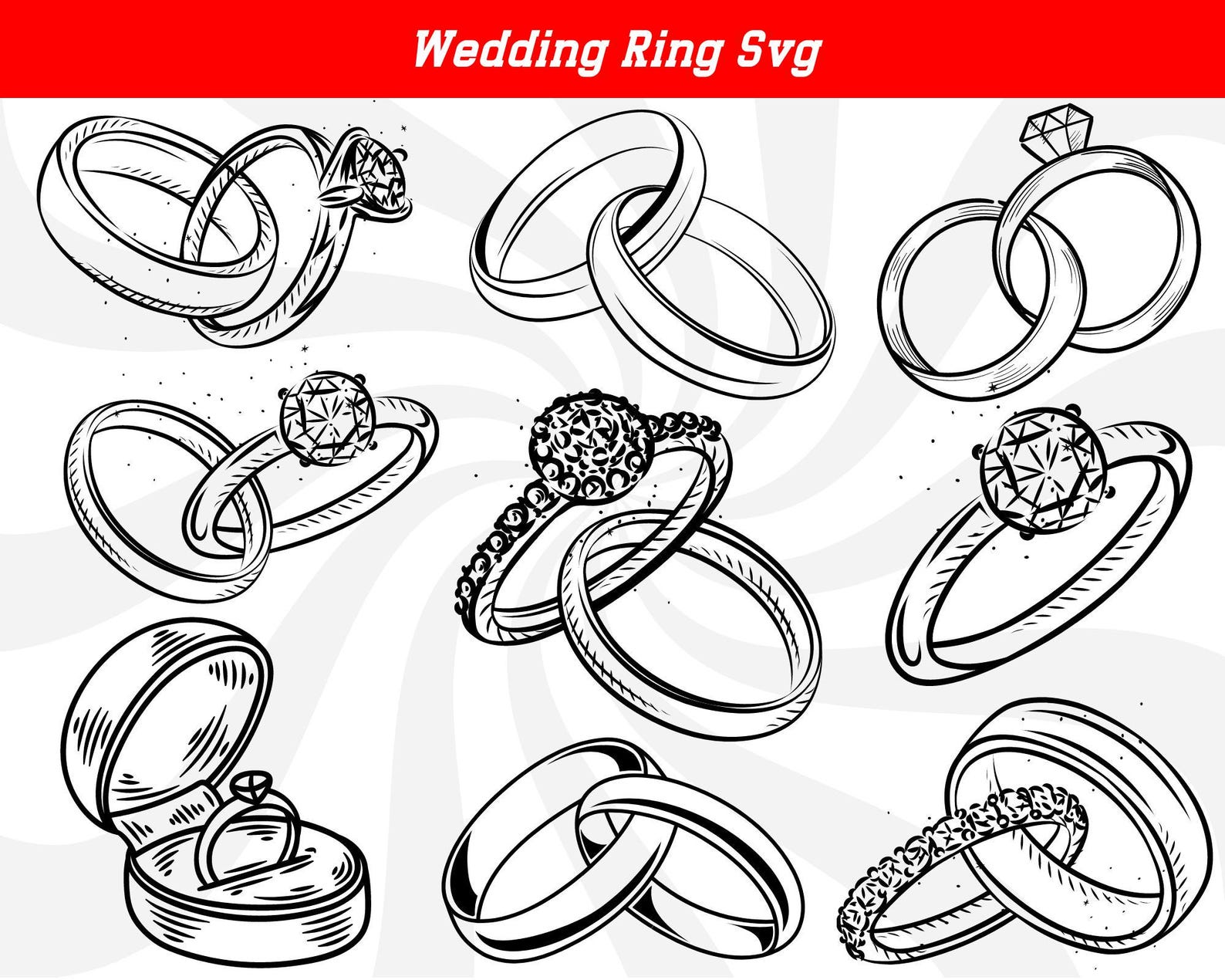 Wedding Ring Svg, Engagement Ring Svg, Wedding Ring Clipart, Wedding ...