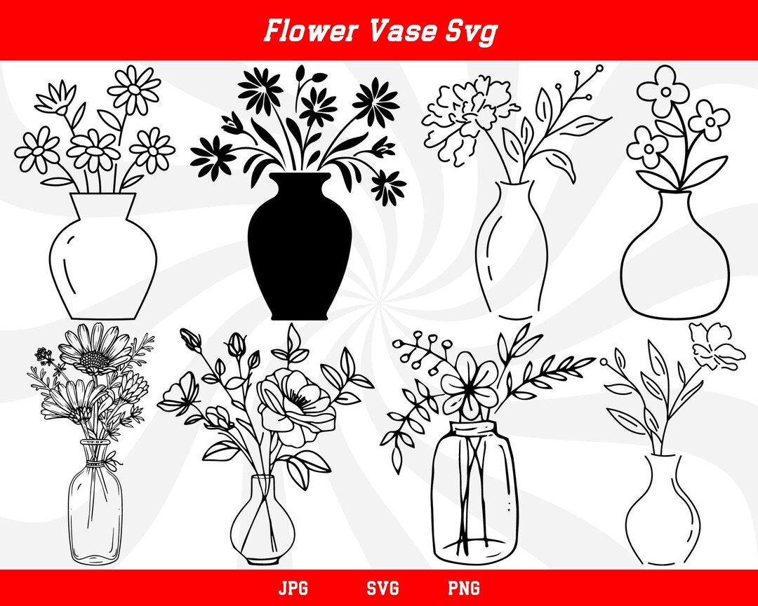 Flower Vase Svg, Flower Vase Clipart, Flower Svg, Vase Svg, Bouquet ...