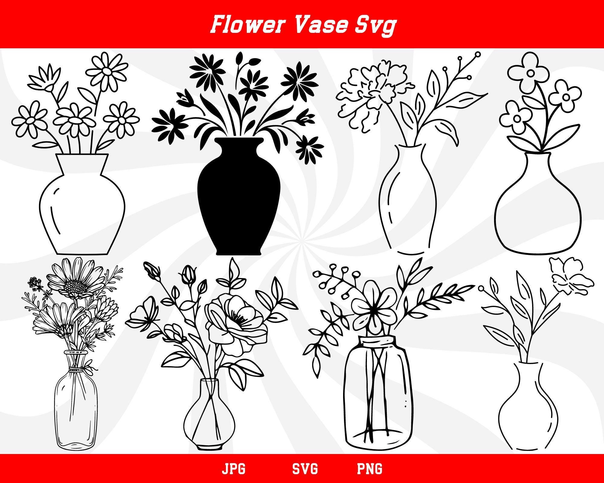 Flower Vase Svg, Flower Vase Clipart, Flower Svg, Vase Svg, Bouquet ...