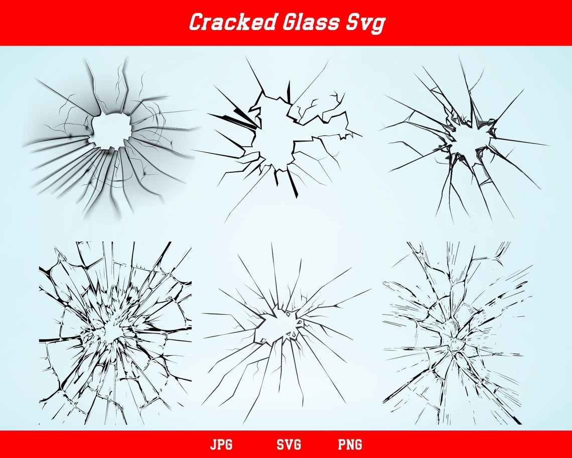 Svg de verre fissuré, verre brisé svg, svg de fissures, verre brisé ...