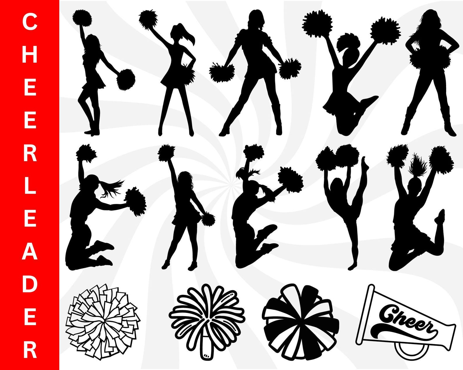 Cheerleader Svg, Cheerleader Clipart, Cheerleader Vector, Cheerleader ...