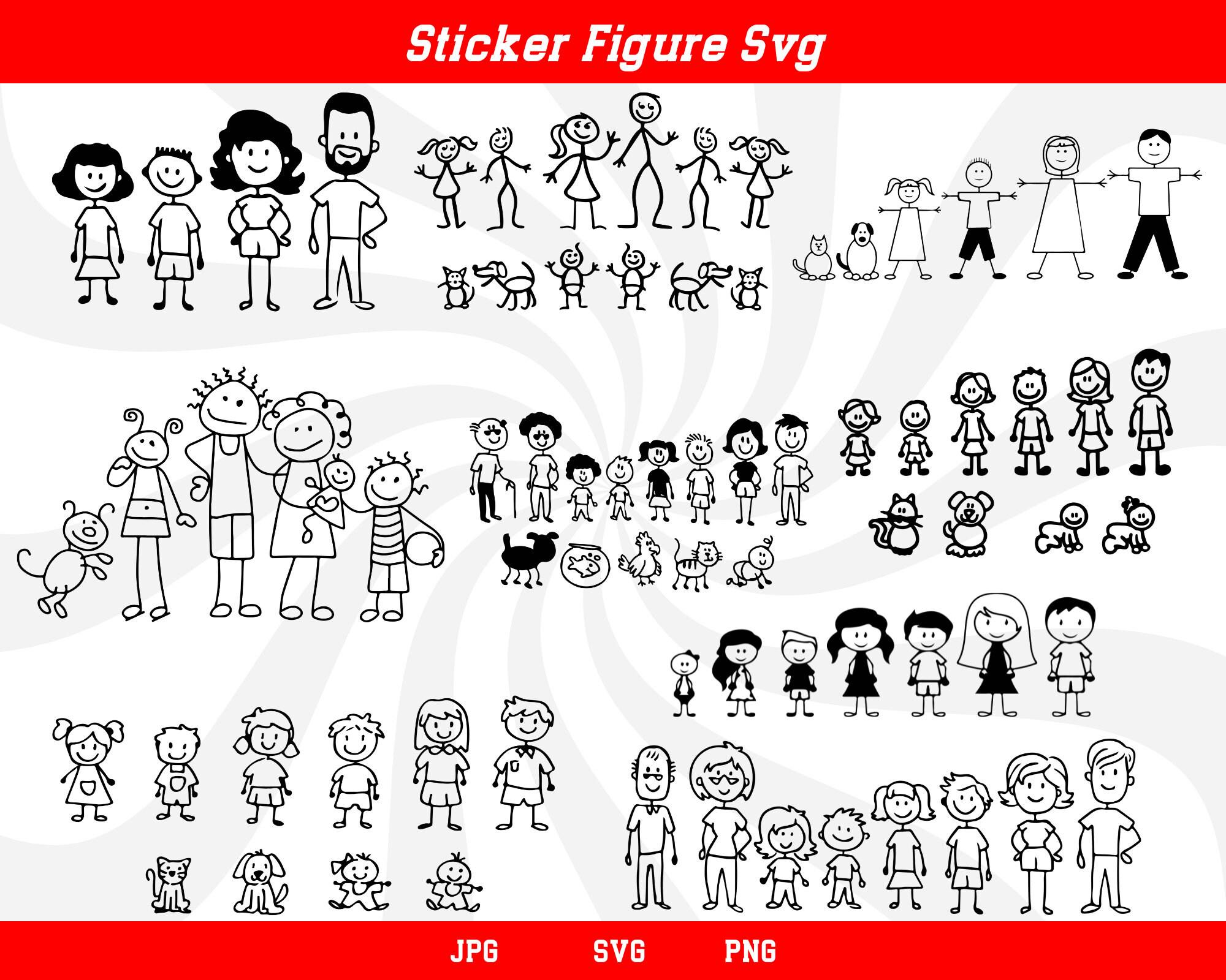 Sticker Figure Svg, Stick People Svg, Stick Figure Outline, Stick ...