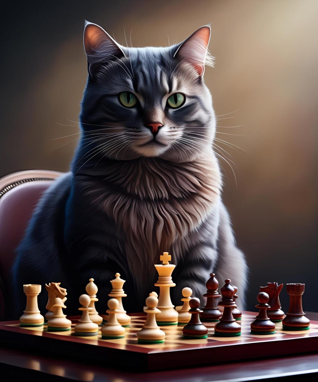 Funny Cat Chess T-shirt – Smart Cat Playing Chess – Unique Tee for Cat ...