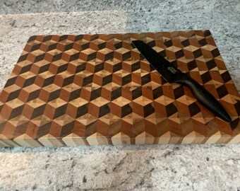 End Grain Mixed Hardwood Butcher Block Cutting Board Kitchen Home - Etsy