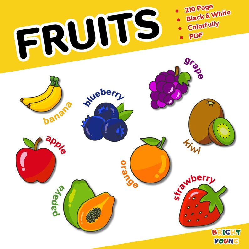 Fruit Vocabulary, Fruit Flash Card, Fruit Vocabulary Card, Worksheet ...