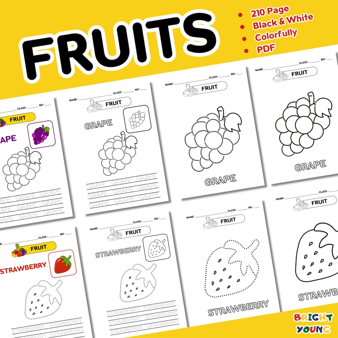 Fruit Vocabulary, Fruit Flash Card, Fruit Vocabulary Card, Worksheet ...