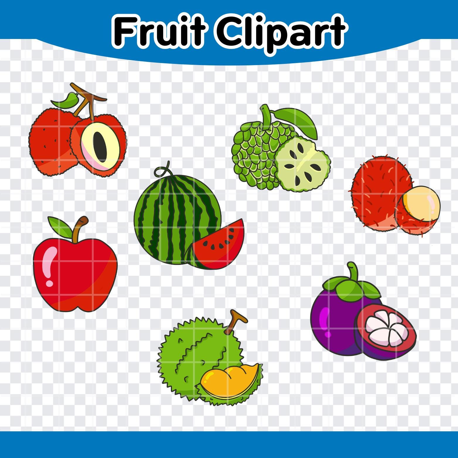 Fruit Clipart, Fruit Icon, Element for Print, Card, Sticker, Artwork ...