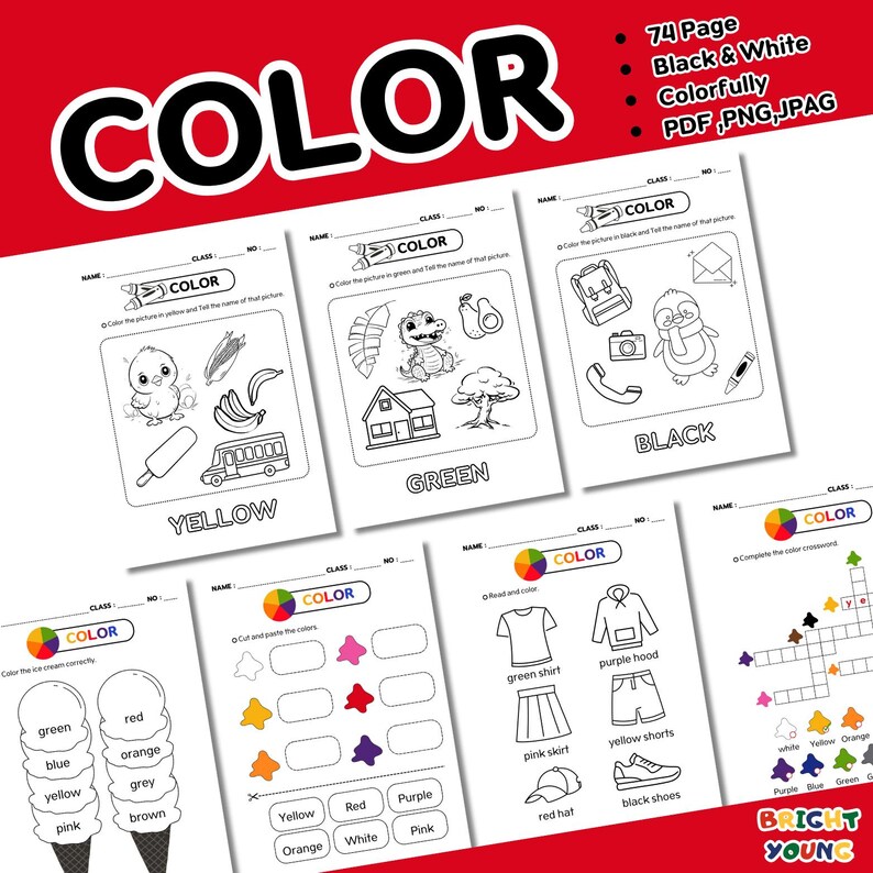 Color Vocabulary/flash Card/ Cut and Paste/ Classroom Exercise ...