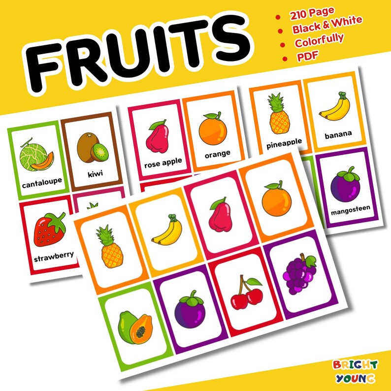 Fruit Vocabulary, Fruit Flash Card, Fruit Vocabulary Card, Worksheet ...