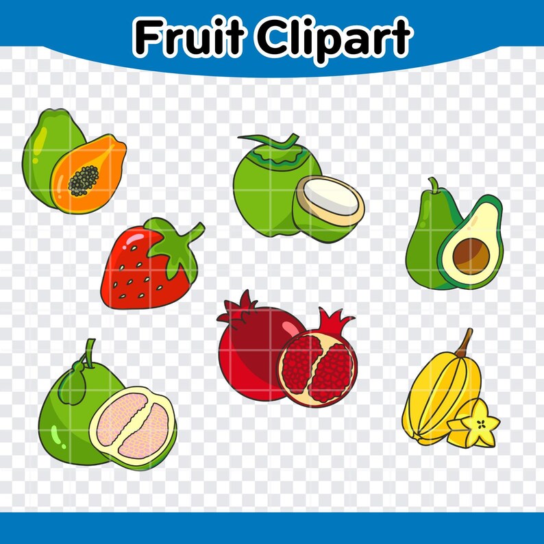 Fruit Clipart, Fruit Icon, Element for Print, Card, Sticker, Artwork ...