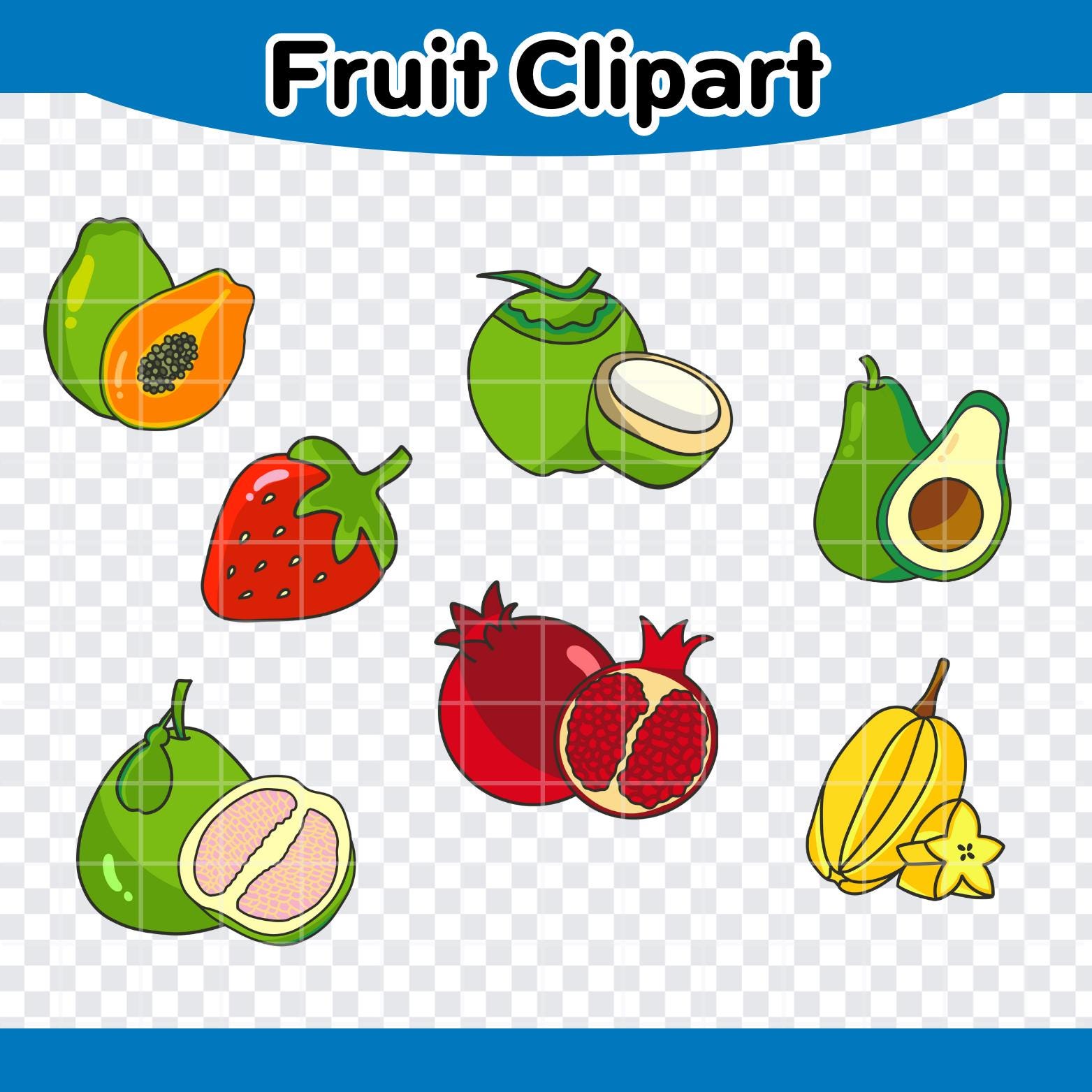 Fruit Clipart, Fruit Icon, Element for Print, Card, Sticker, Artwork ...