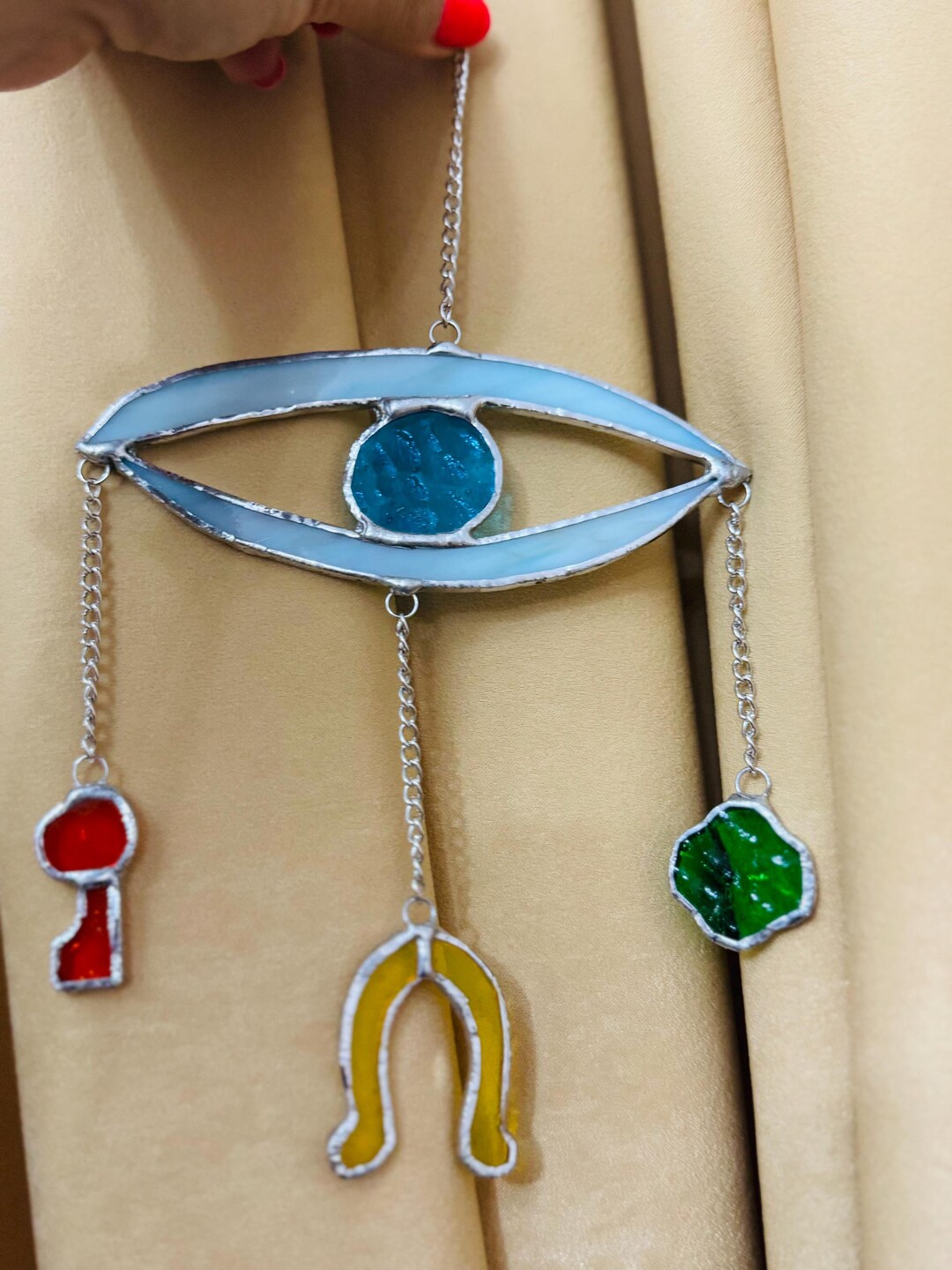 Evil Eye Stained Glass Wall Hanging, Unique Handmade Home Decor Gift ...