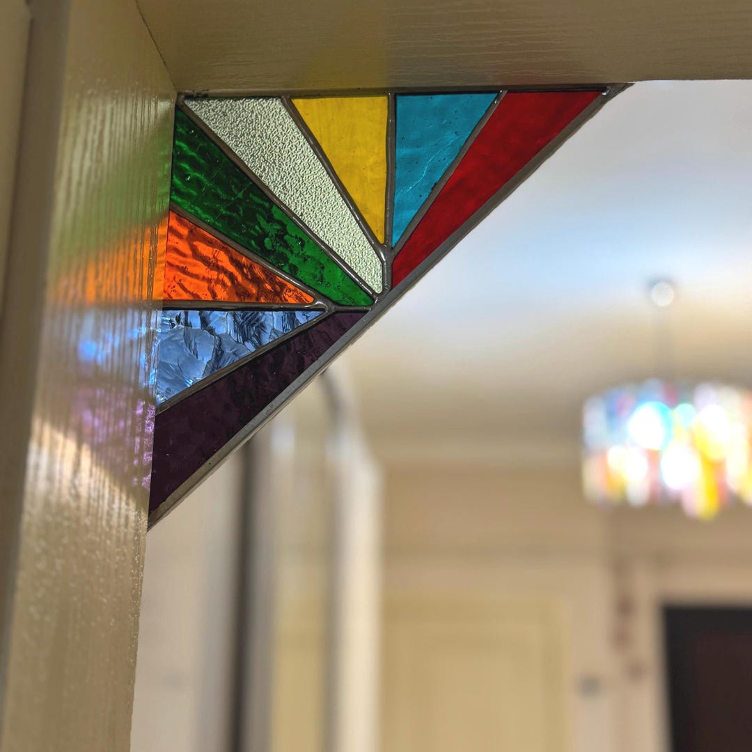 Handmade Stained Glass Triangle Unique Corner Panel for Windows & Doors ...